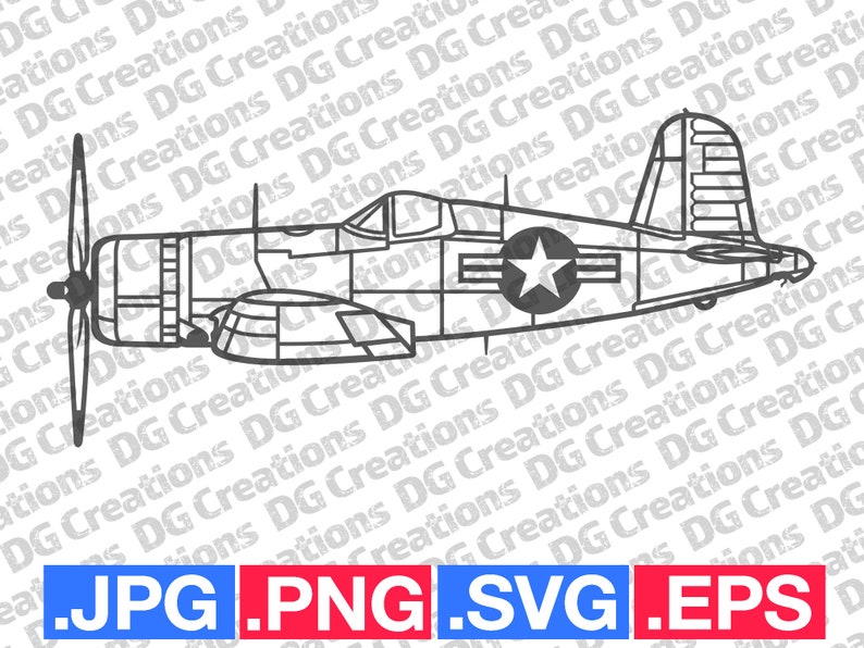 F4U Corsair Vintage War Plane Airplane WW2 Era Side SVG Clip - Etsy