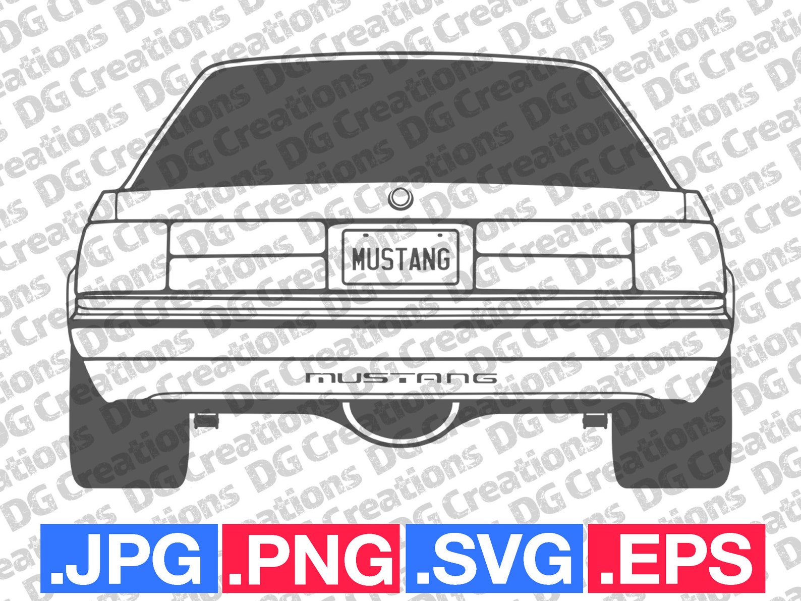 Ford Mustang Coupe 5.0 Foxbody Rear End Car SVG Clip Art - Etsy