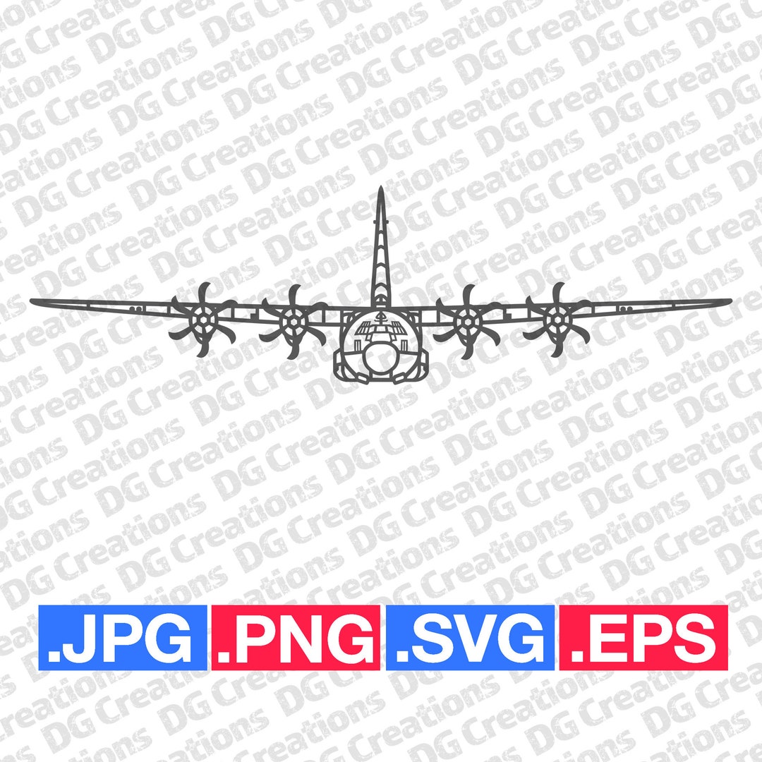 C-130 Hercules Plane Modern Military Airplane Front SVG Clip Art ...