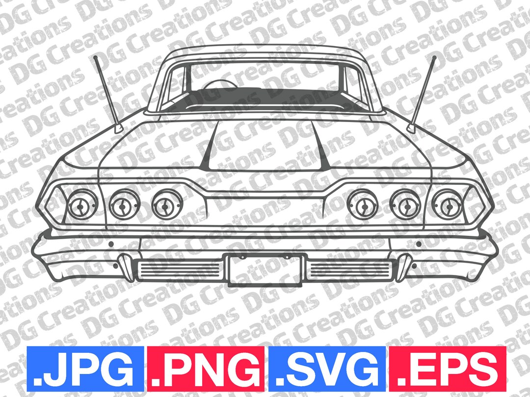 Chevrolet Impala 1963 Hardtop Rear Car SVG Clip Art Graphic - Etsy