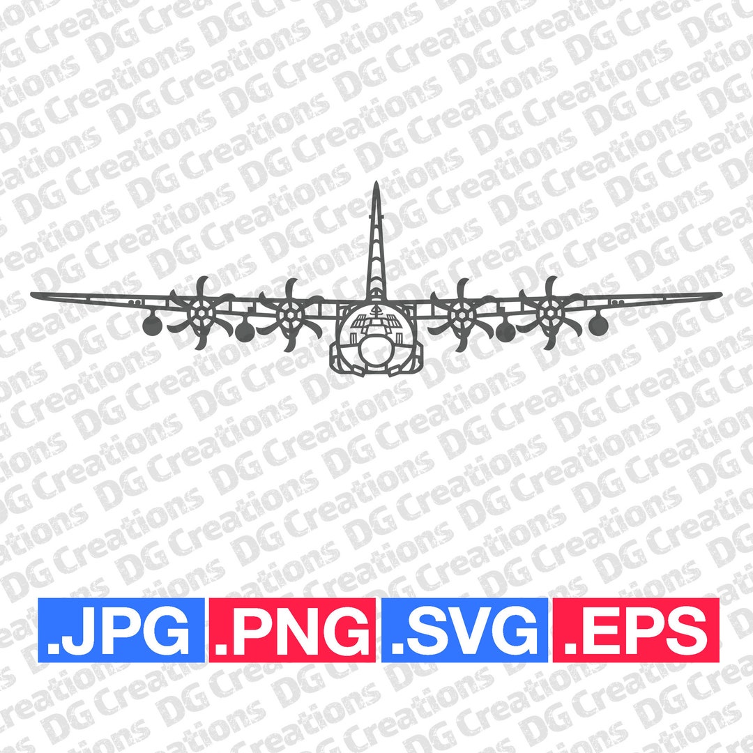 C-130 Hercules Long Range Modern Military Airplane Front SVG Clip Art ...