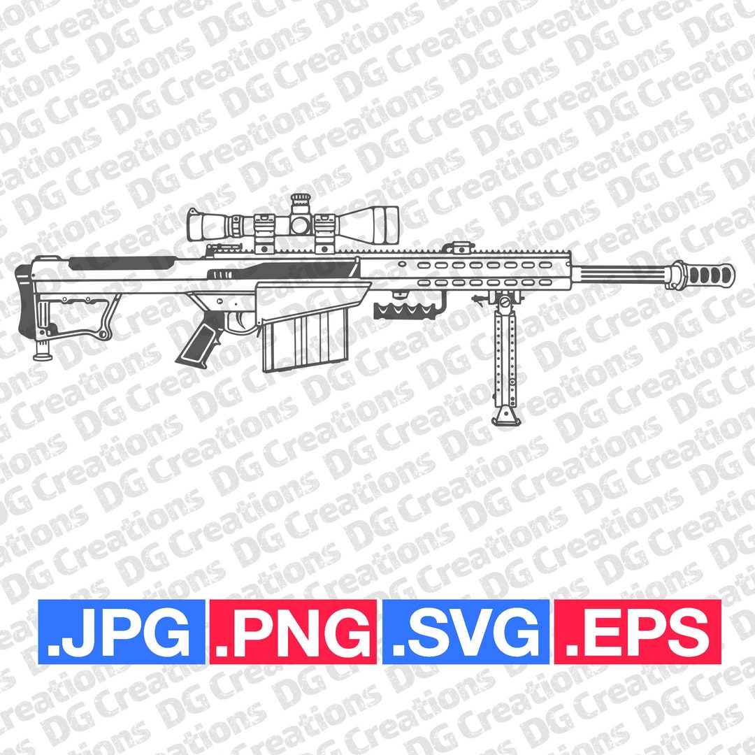 50cal BMG Sniper Rifle Gun SVG Clip Art Graphic Art Instant Download ...