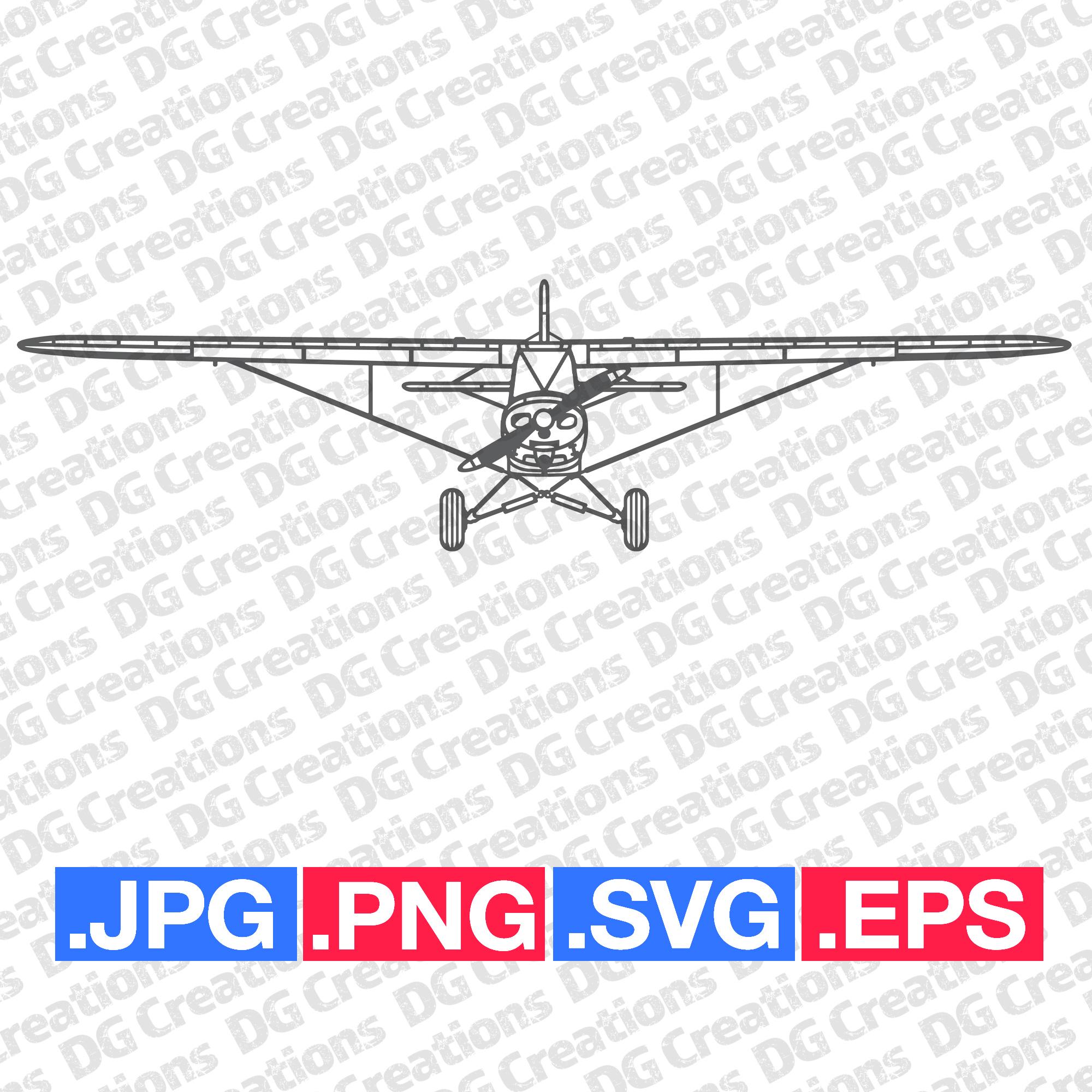 Piper PA18 Super Cub Bush Plane Airplane Front SVG Clip Art Graphic Art ...