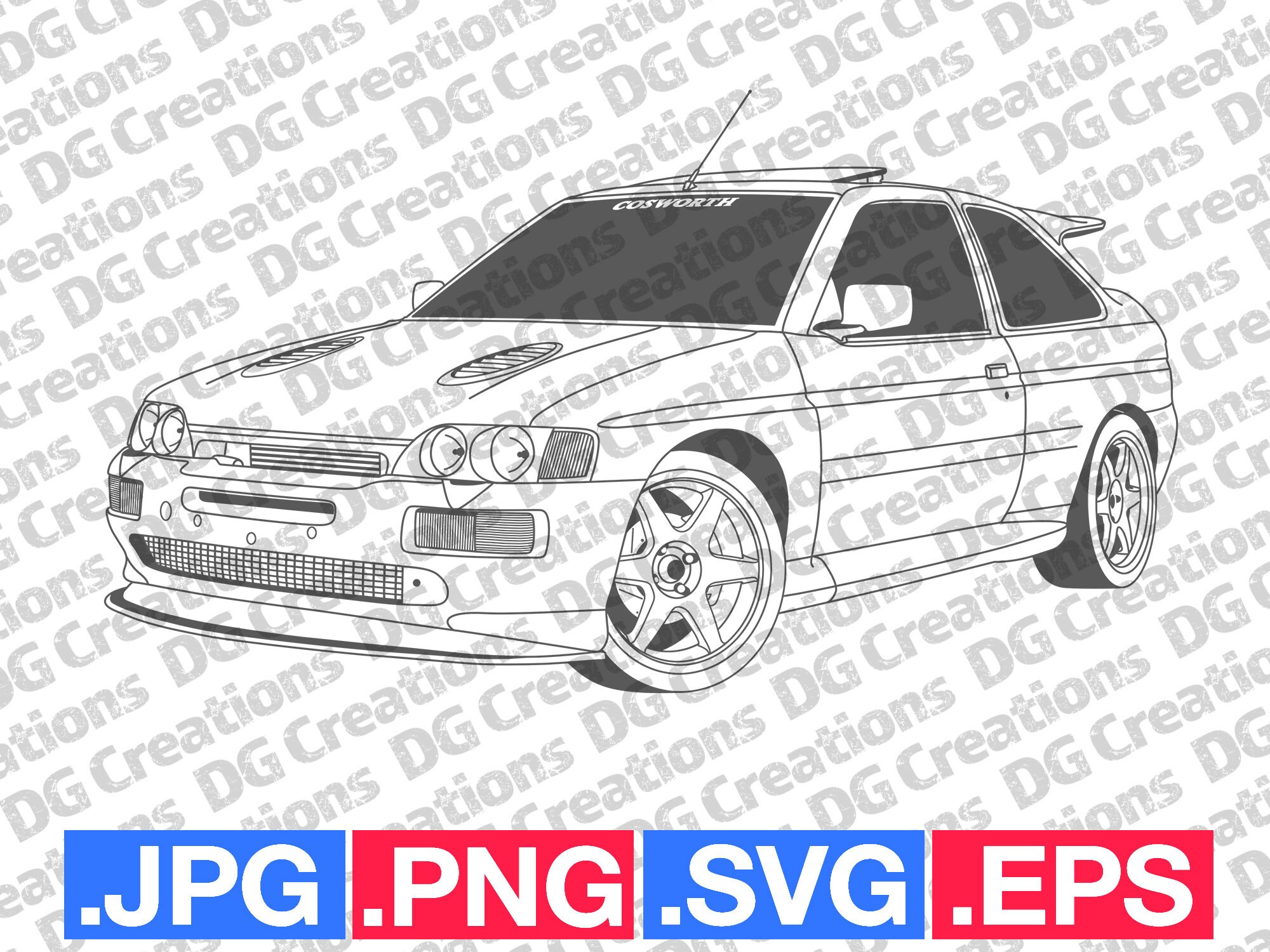Ford Escort RS Cosworth Sierra Car SVG Clip Art Graphic Art - Etsy UK