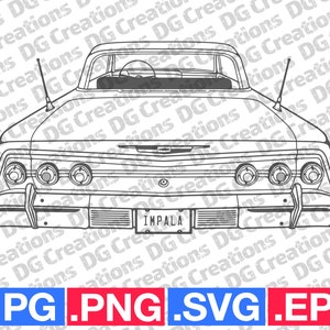 Chevrolet Impala Hardtop 1962 Rear Car SVG Clip Art Graphic - Etsy