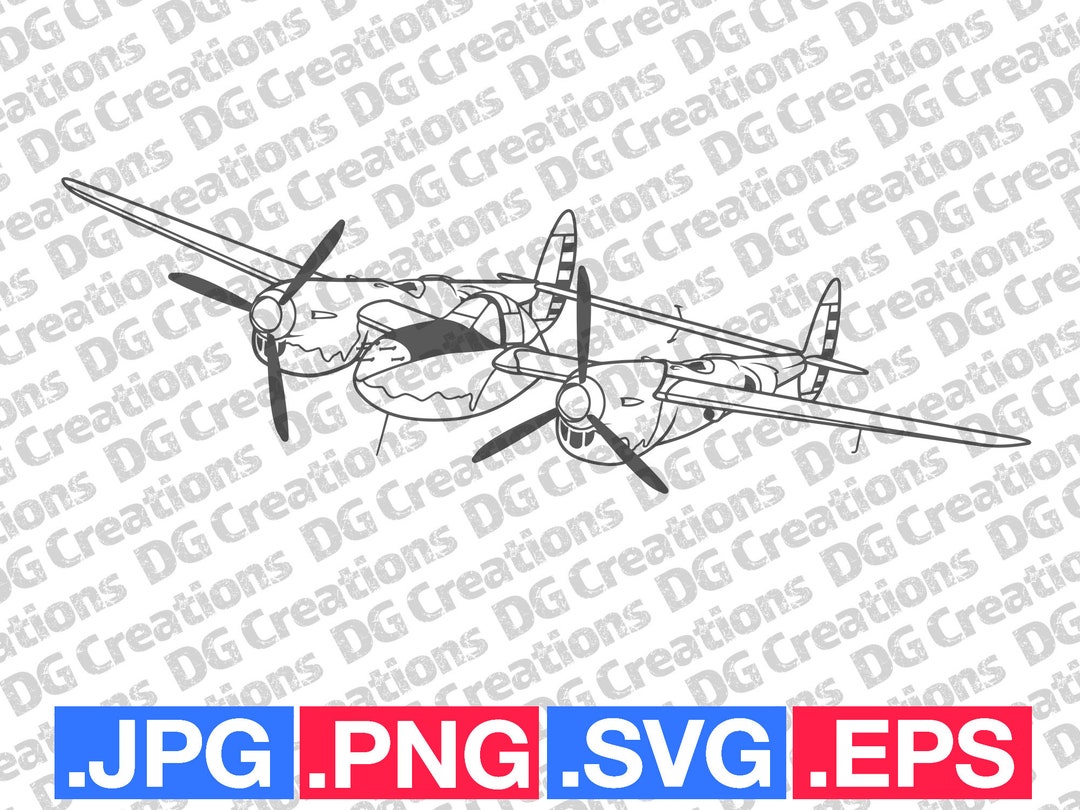 P-38 Lightning Vintage War Plane Airplane WW2 Era SVG Clip Art - Etsy