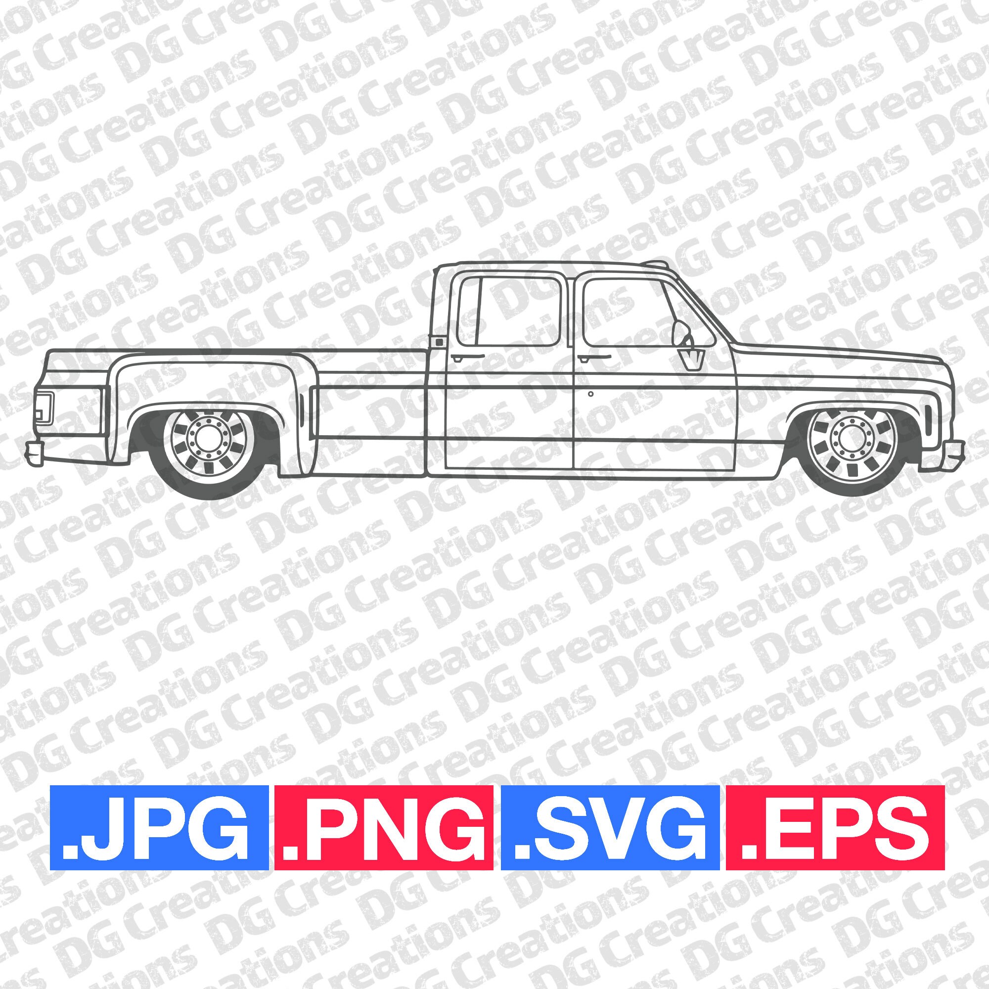 GMC 3500 Dually Pick up Truck 1975 Lowered SVG Clip Art Graphic Art ...