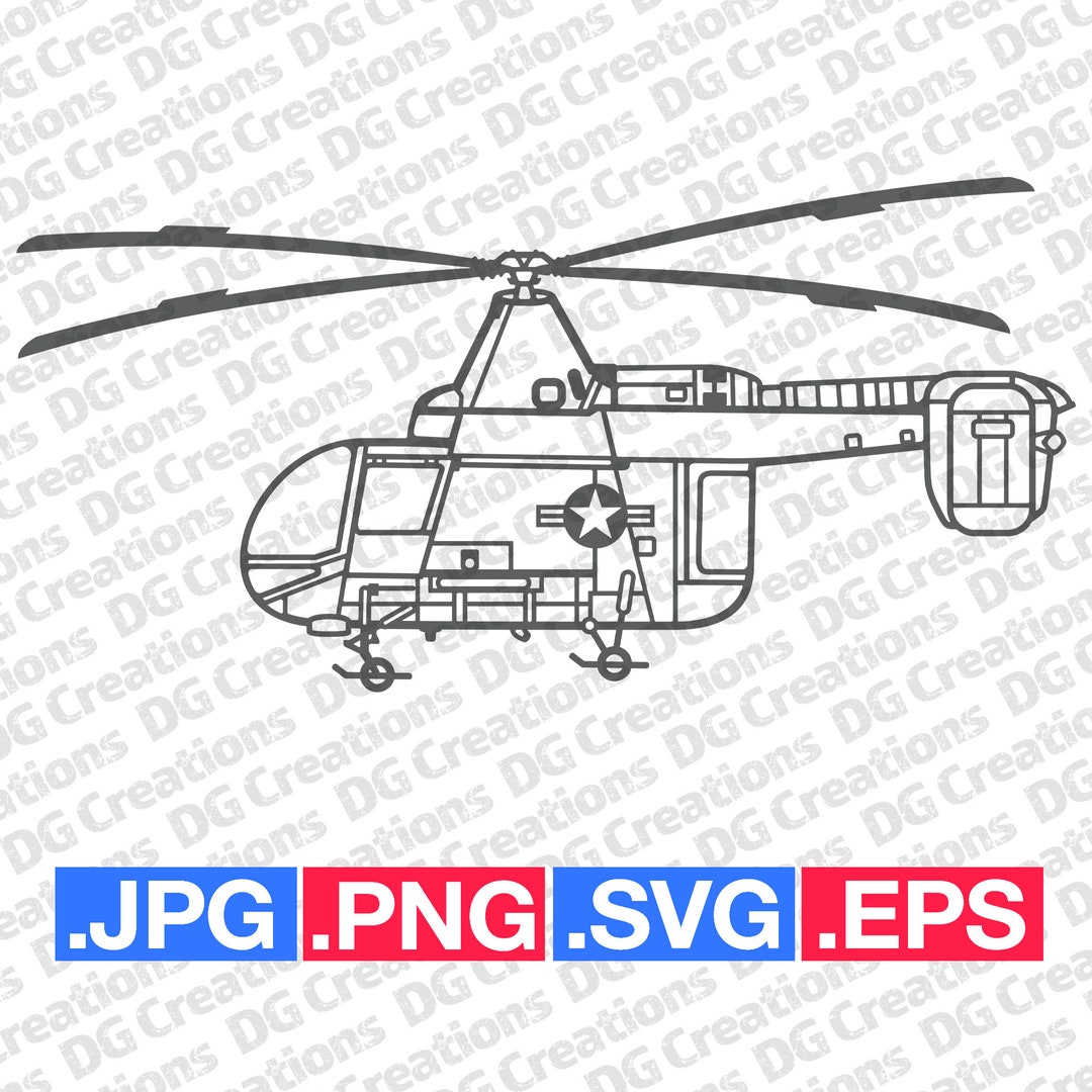 Kaman HH-43B Huskie Helicopter Military Aircraft Side SVG Clip Art ...