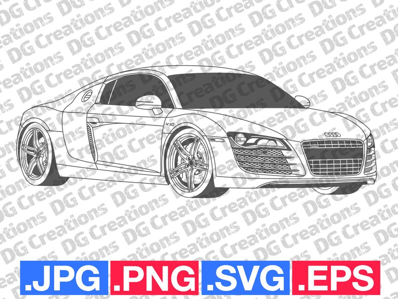 Audi R8 Sportscar Front Car SVG Clip Art Graphic Art Instant - Etsy
