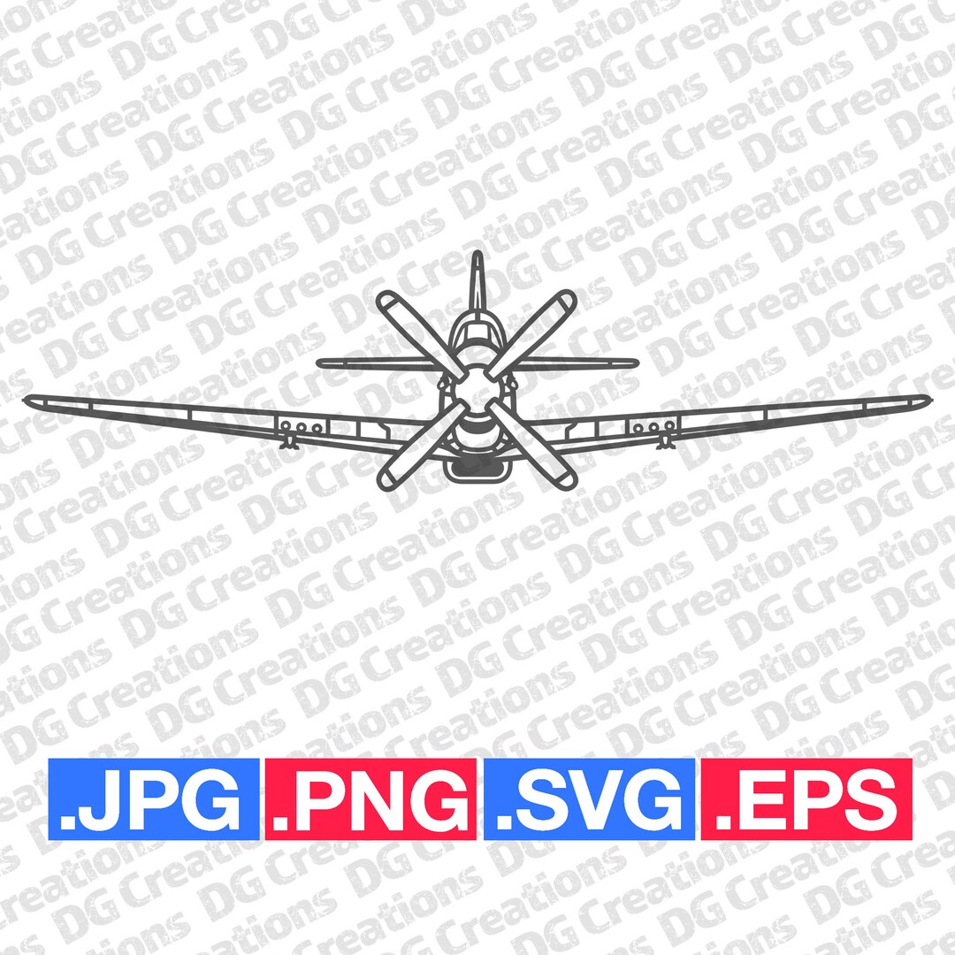 P-51 Mustang Vintage War Plane Airplane WW2 Era Front SVG Clip Art ...