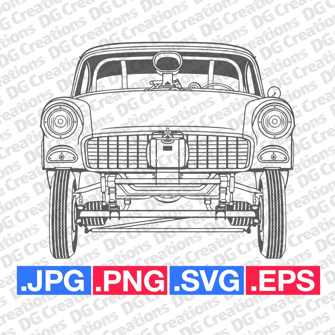 Chevrolet 1955 Gasser Drag Car Classic Car SVG Clip Art Graphic Art ...