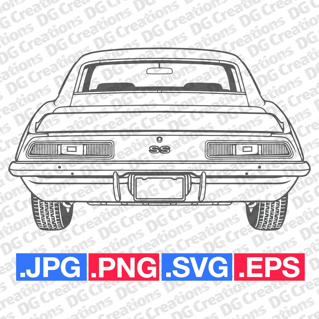Chevrolet Camaro 1969 SS Rear Car SVG Clip Art Graphic Art Instant ...