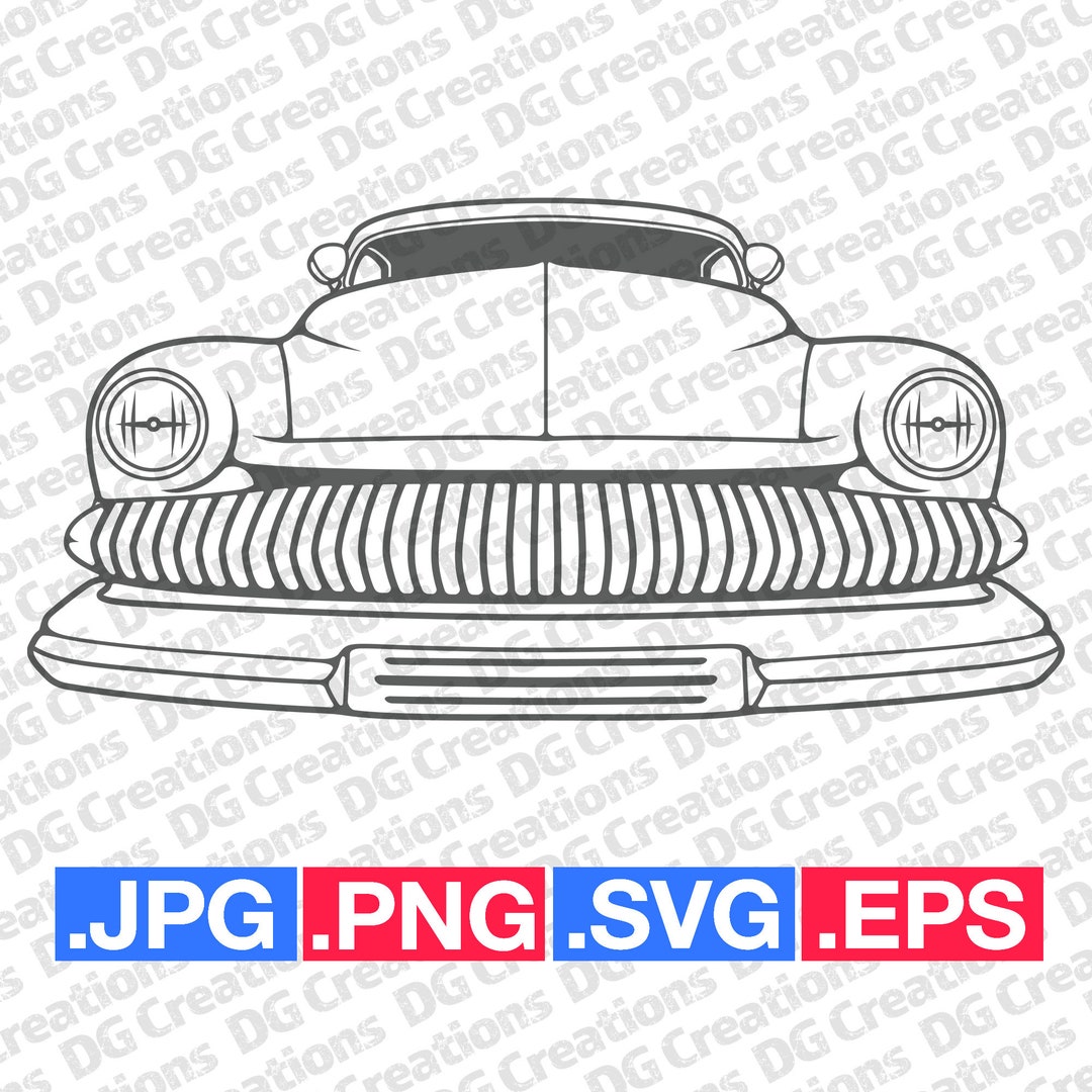 Mercury 1950 Lead Sled Lowrider Front Car SVG Clip Art Graphic Art ...