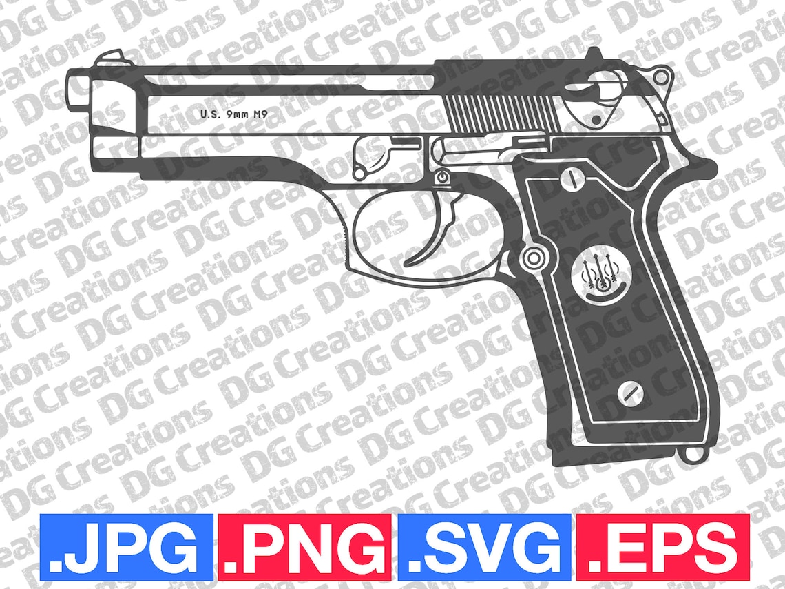 M9 M92 .9MM Semi-auto Pistol SVG Clip Art Graphic Art Instant - Etsy ...