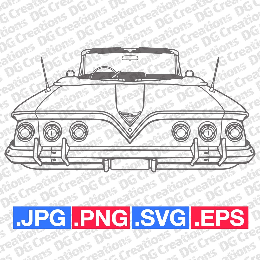 Impala 1961 Convertible Rear Car SVG Clip Art Graphic Art Instant ...