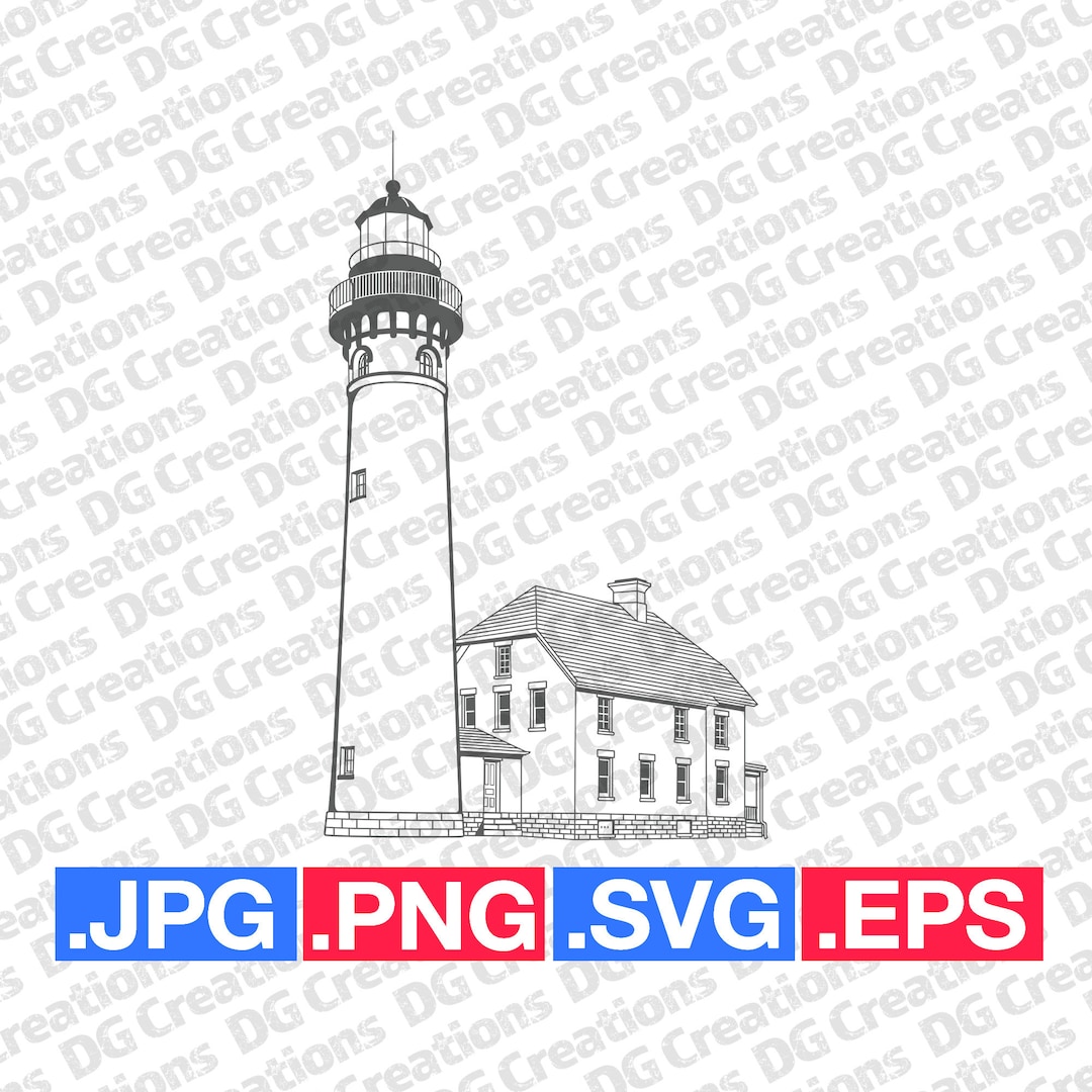 Lighthouse Light Station Michigan Silhouette SVG Clip Art Graphic Art ...
