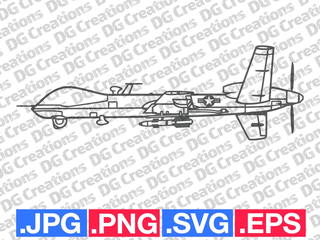 M-Q9 Reaper Drone Side Modern War Plane Airplane Jet SVG Clip - Etsy