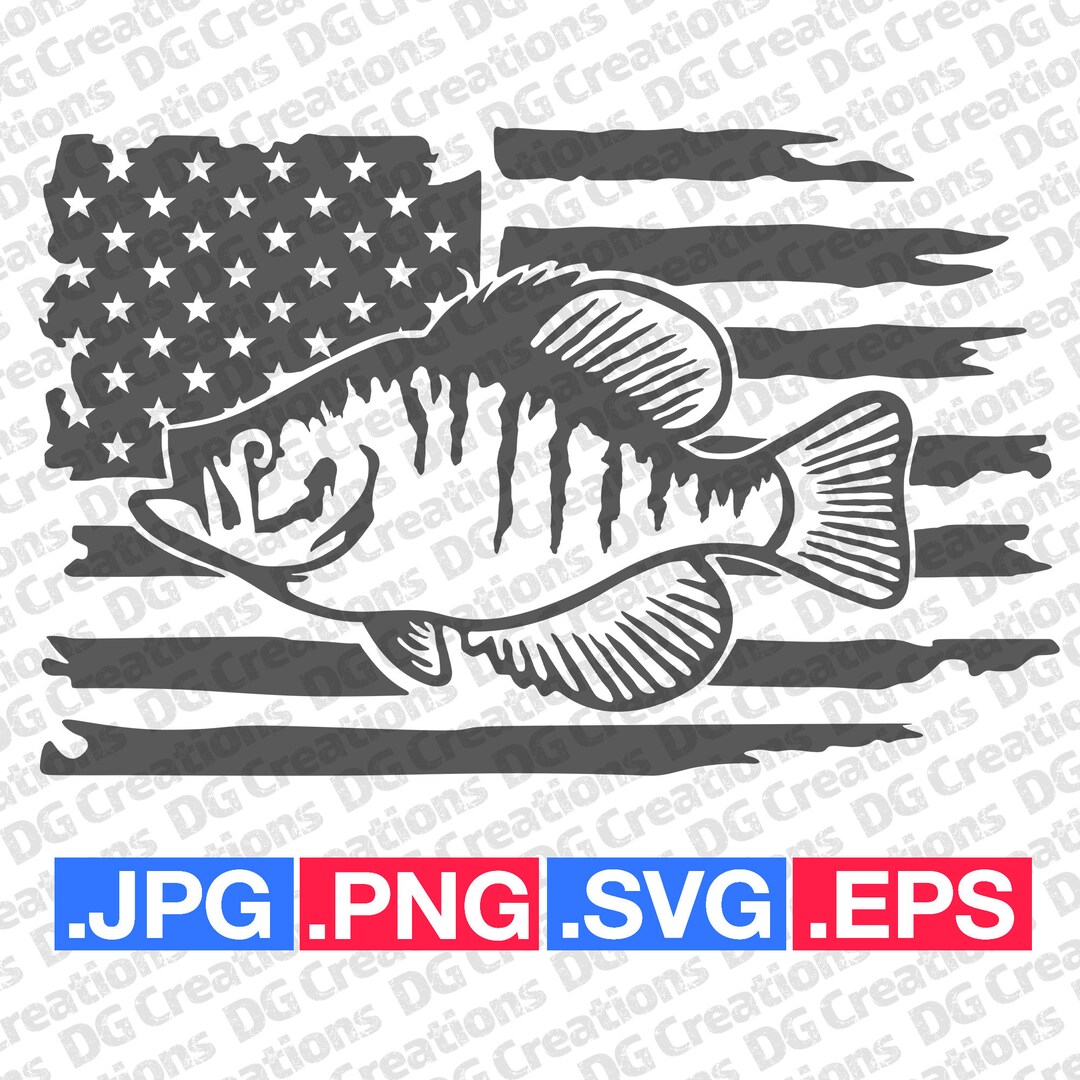 American Flag Crappie Silhouette SVG Clip Art Graphic Art Instant ...