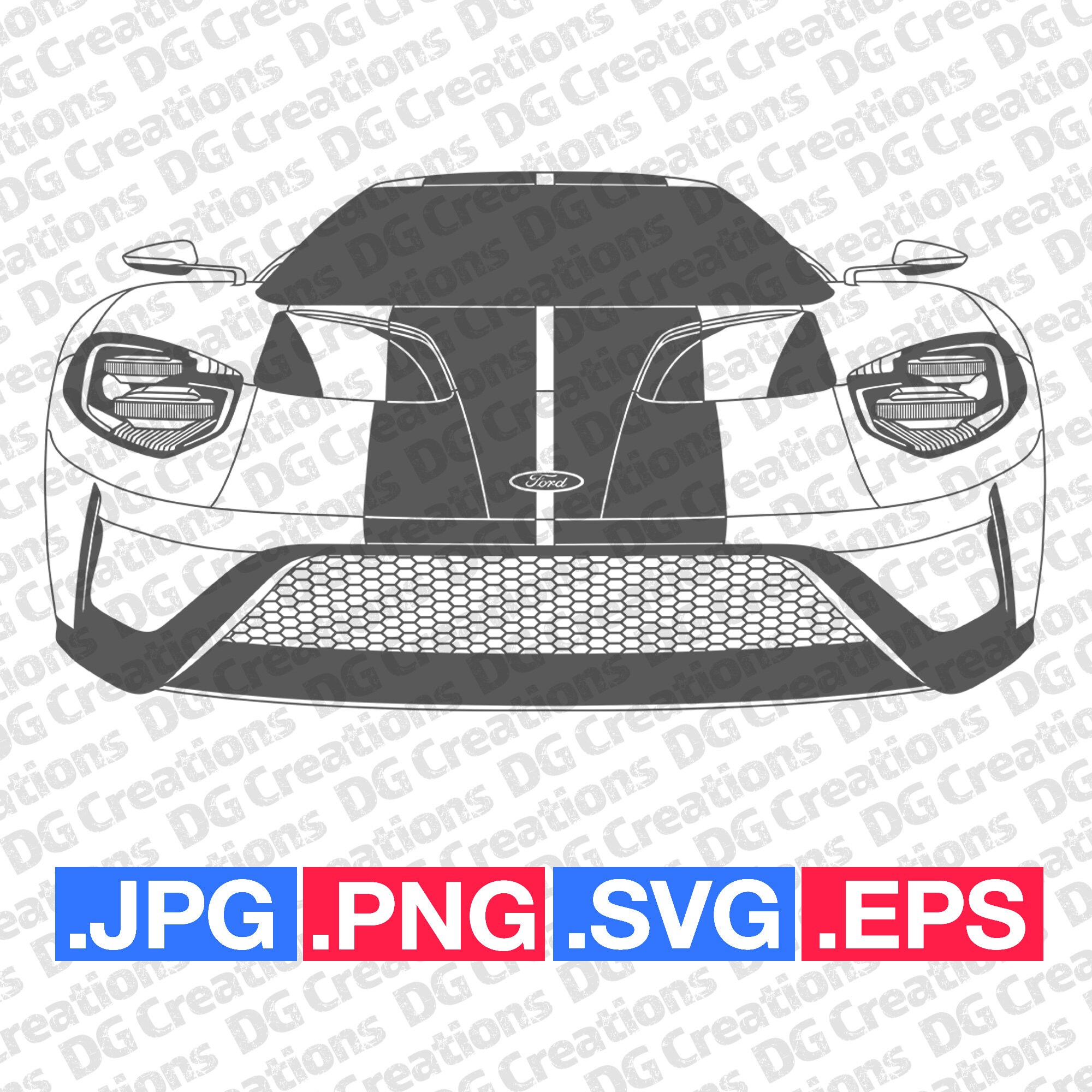 Ford GT Supercar Sportscar Front Car SVG Clip Art Graphic Art Instant ...