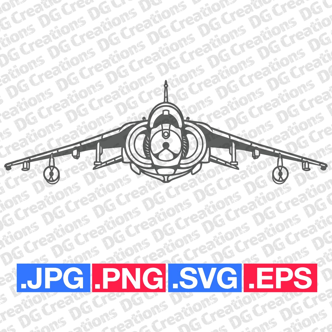 Harrier Jump Jet Front War Plane Modern Airplane Front SVG Clip Art ...