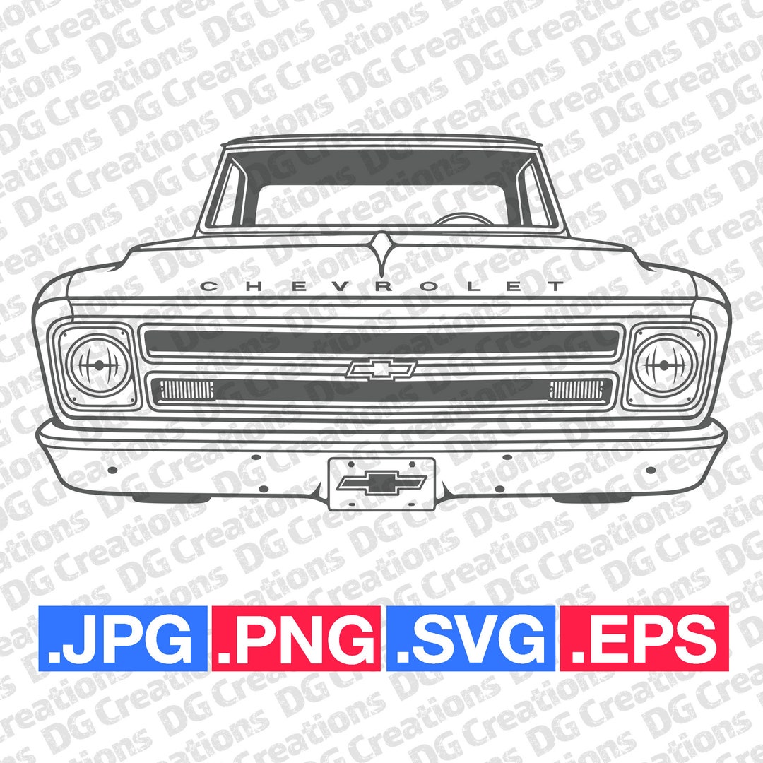Chevrolet C10 Pick up Truck 1967 Front SVG Clip Art Graphic Art Instant ...