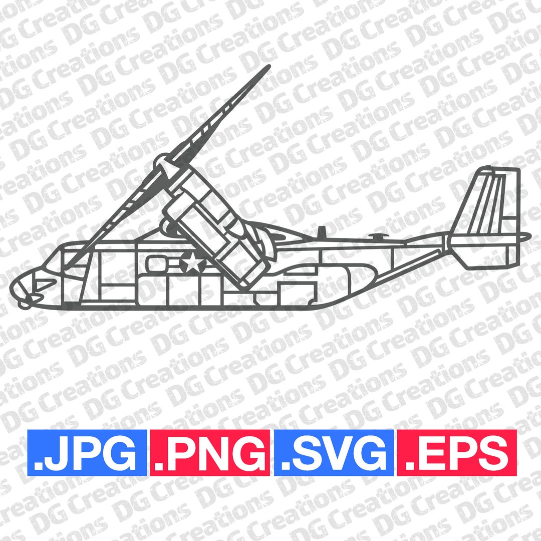 V-22 Osprey Transport Military War Plane Airplane Side SVG Clip Art ...