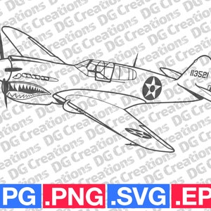 P-40 Warhawk Vintage War Plane Airplane WW2 Era SVG Clip Art - Etsy