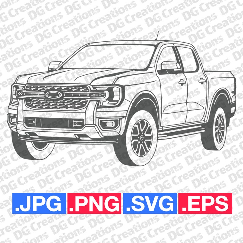 Ford Ranger Lariat 2024 3QTR Pick up Truck SVG Clip Art Graphic Art ...