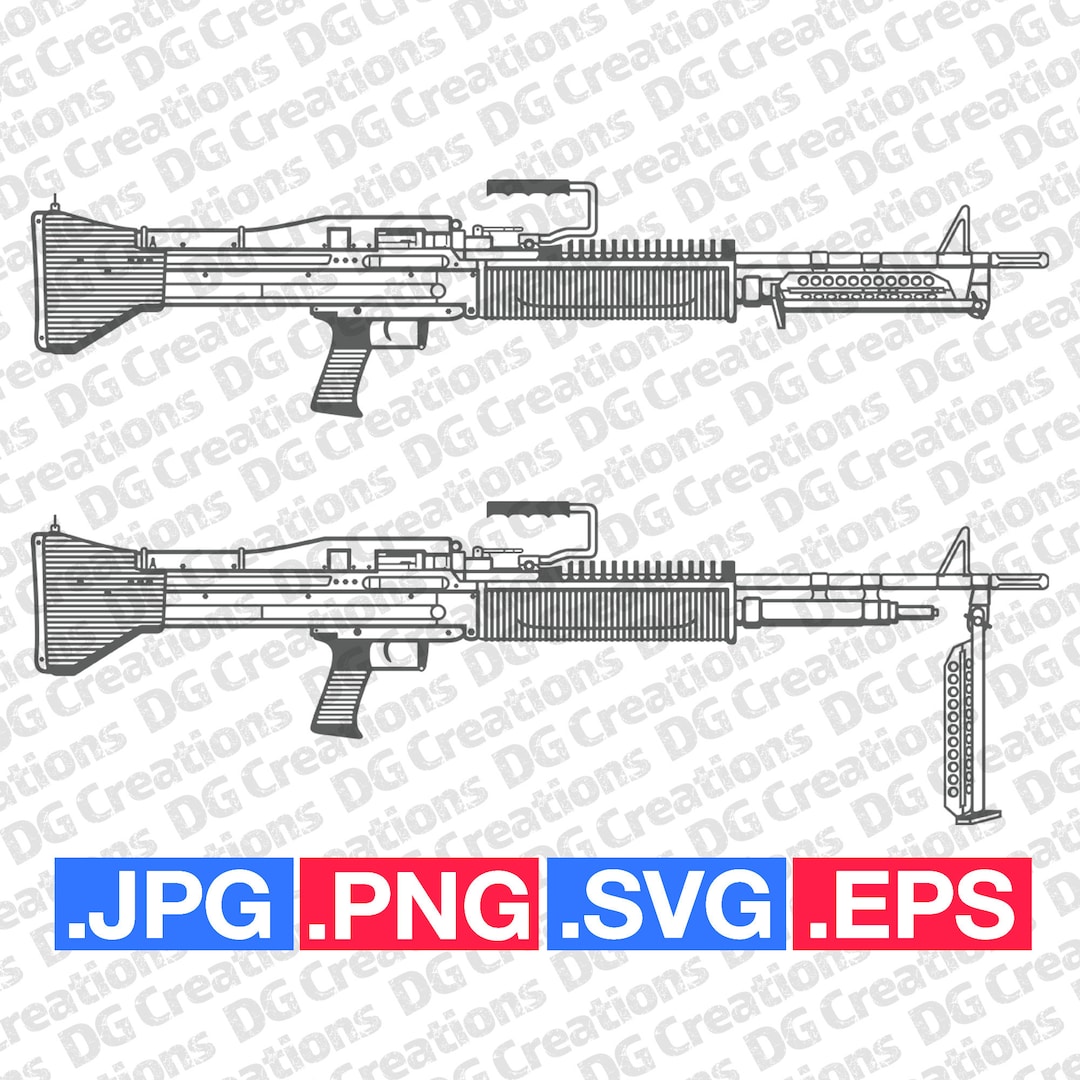 M60 Machine Gun SVG Clip Art Graphic Art Instant Download Illustration ...