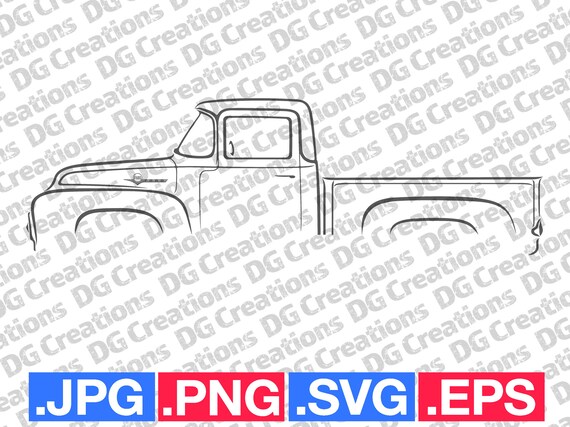 Ford F100 Classic Pick up Truck 1956 Car SVG Clip Art Graphic - Etsy