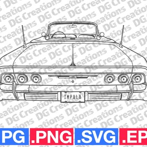 Chevrolet Impala Convertible 1964 Rear Car SVG Clip Art | Etsy