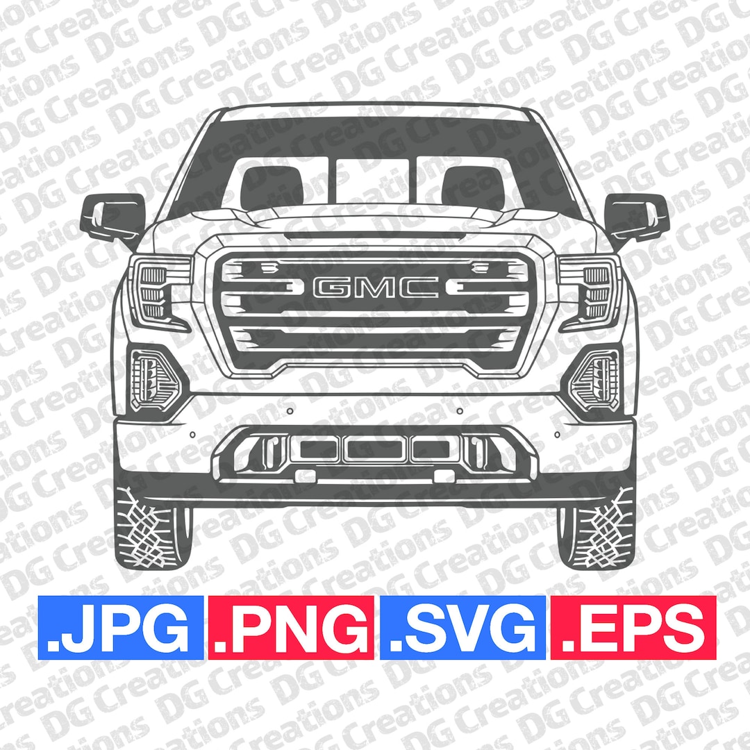 GMC Sierra Pick up Truck 2022 Front Car SVG Clip Art Graphic Art ...