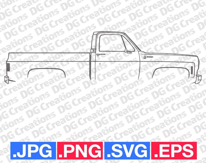 Chevrolet C10 Pick up Truck 1985 Rear SVG Clip Art Graphic Art Instant ...