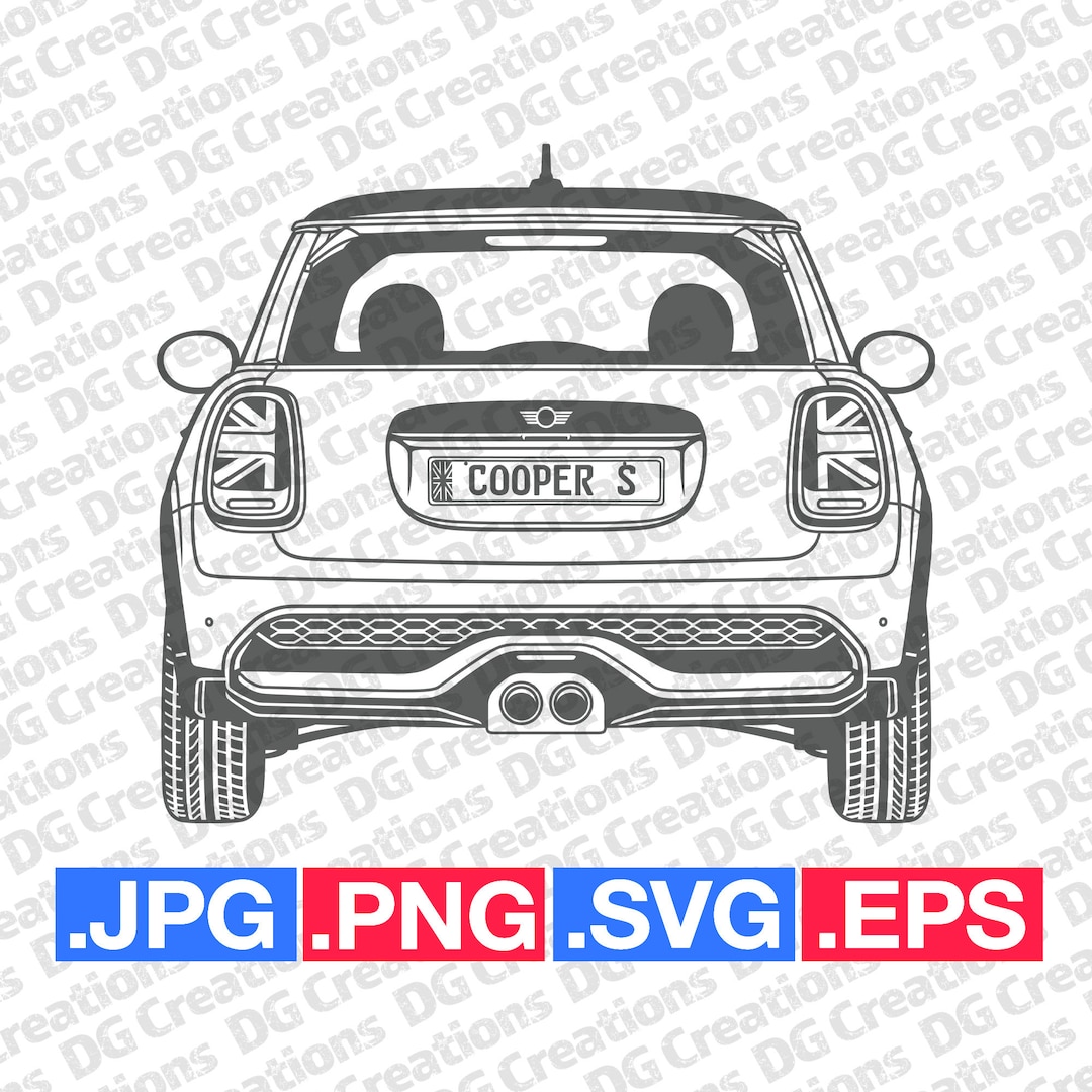Mini Cooper S 2023 Rear Car SVG Clip Art Graphic Art Instant Download ...