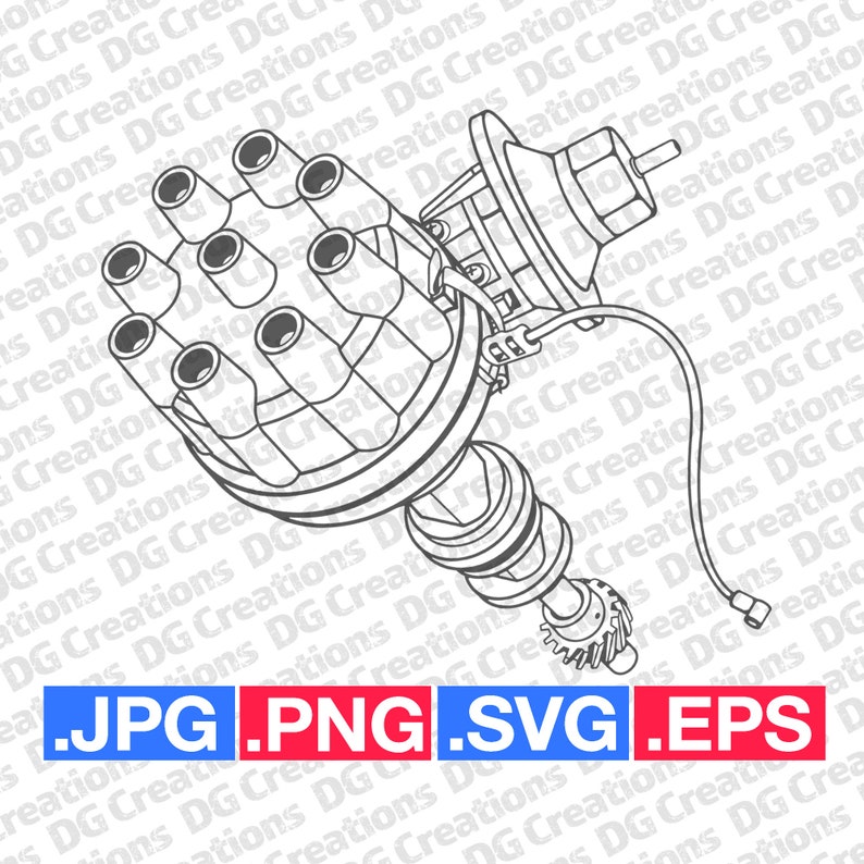 Ford V8 Distributor SVG Engine Part Clip Art Graphic Art Instant ...