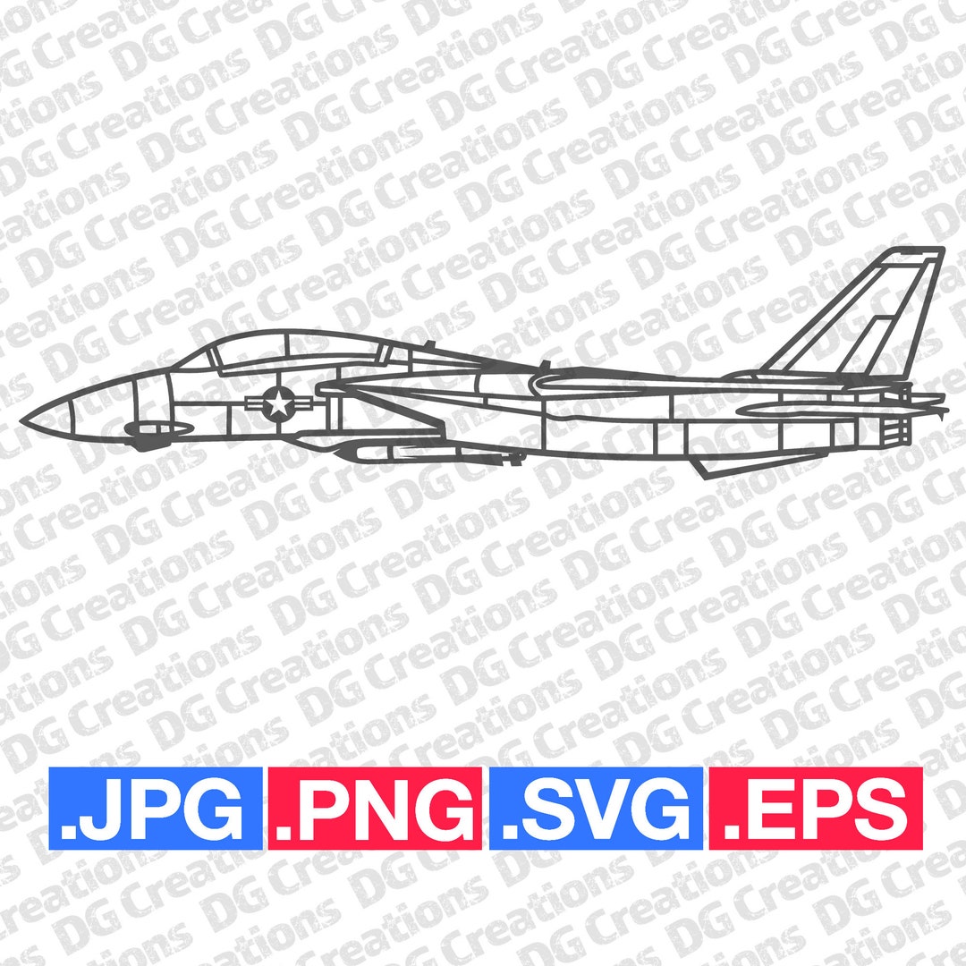 F-14 Tomcat Fighter Jet War Plane Modern Airplane Side SVG Clip Art ...
