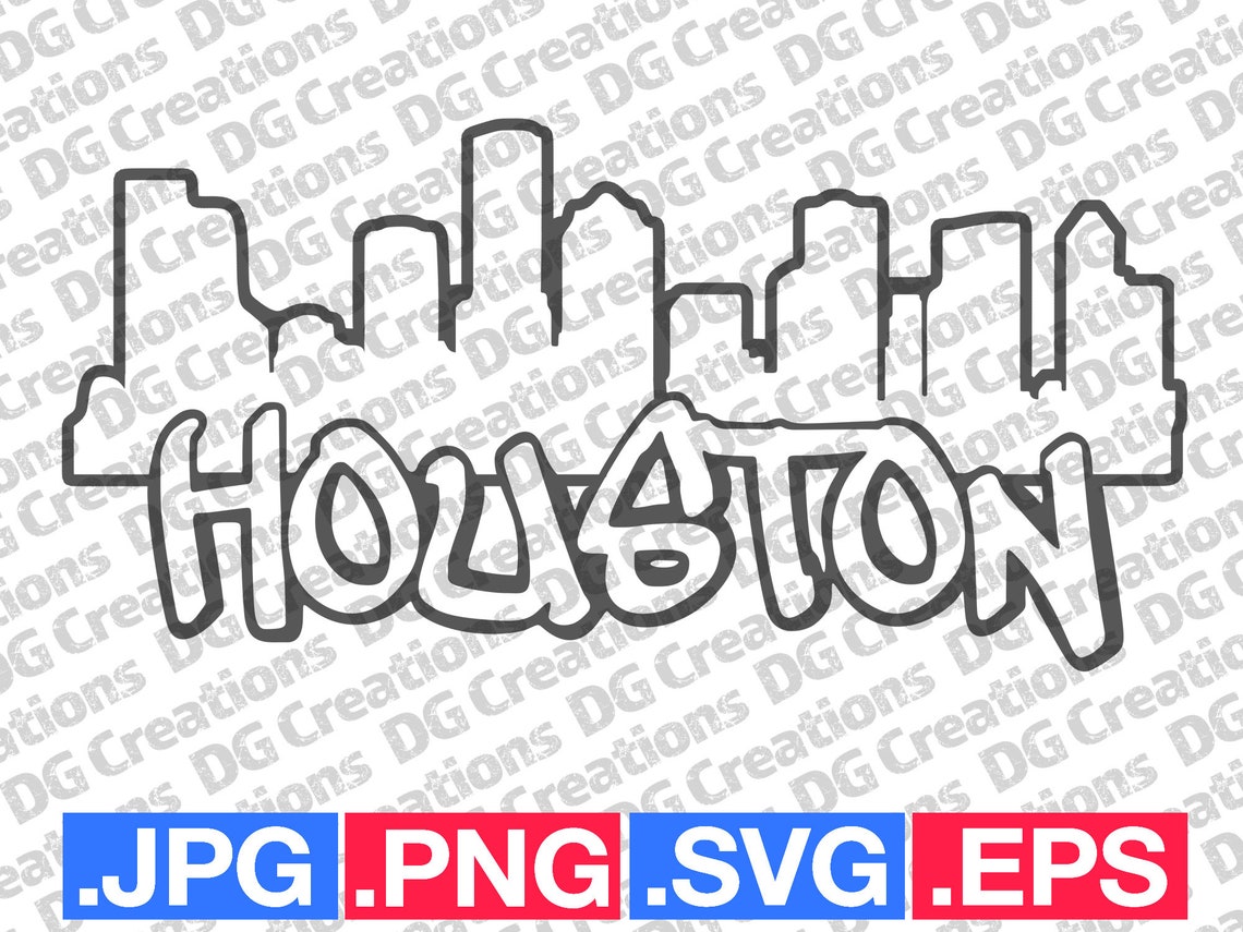 Houston Skyline Silhouette SVG Clip Art Graphic Art Instant - Etsy