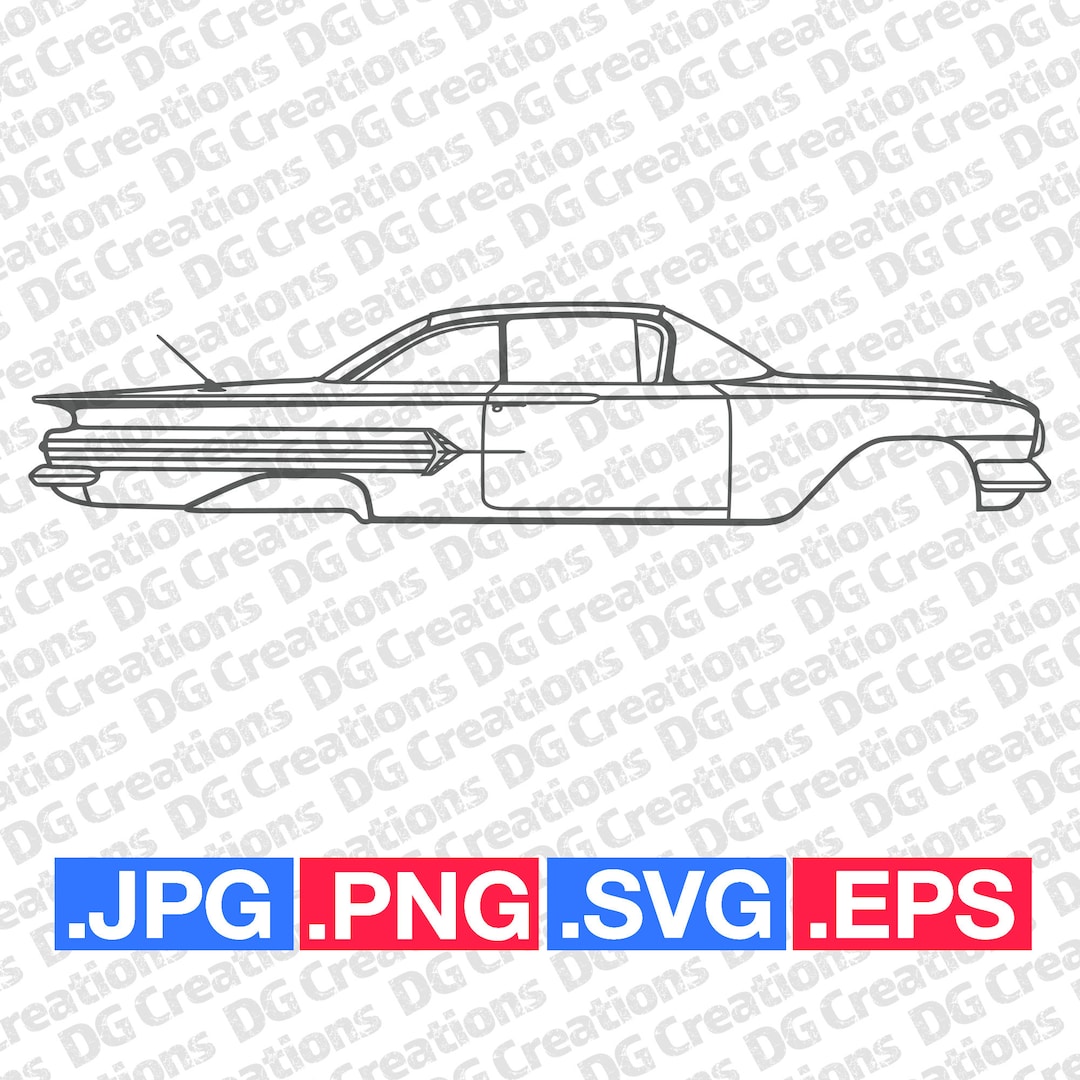 Chevrolet Impala Hardtop 1960 Car SVG Clip Art Graphic Art Instant ...