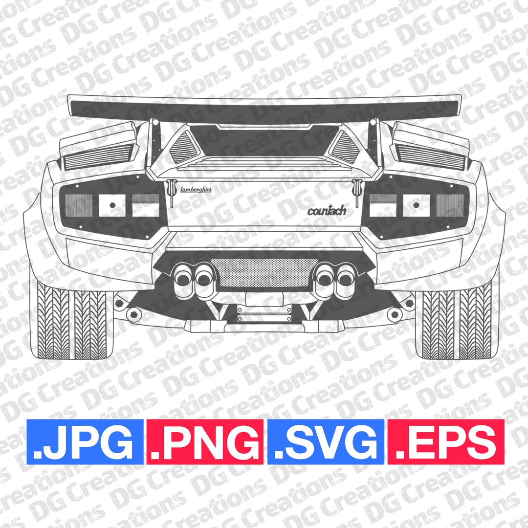 Lamborghini Countach Sportscar Car SVG Clip Art Graphic Art Instant ...