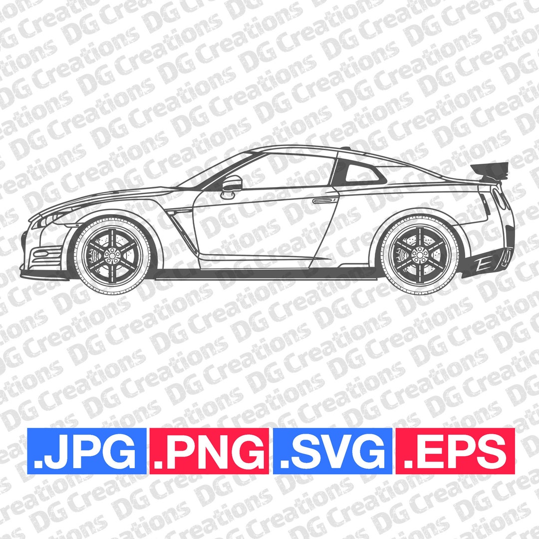 Nissan GT-R R35 2015 Sportscar Full Car SVG Clip Art Graphic Art ...