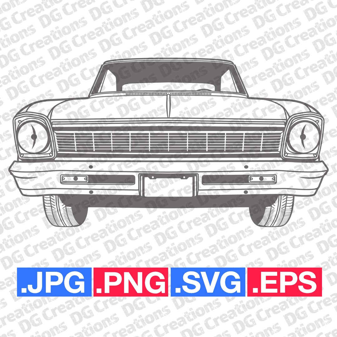 Chevrolet Nova 1966 Front Tread Silhouette Car SVG Clip Art Graphic Art ...