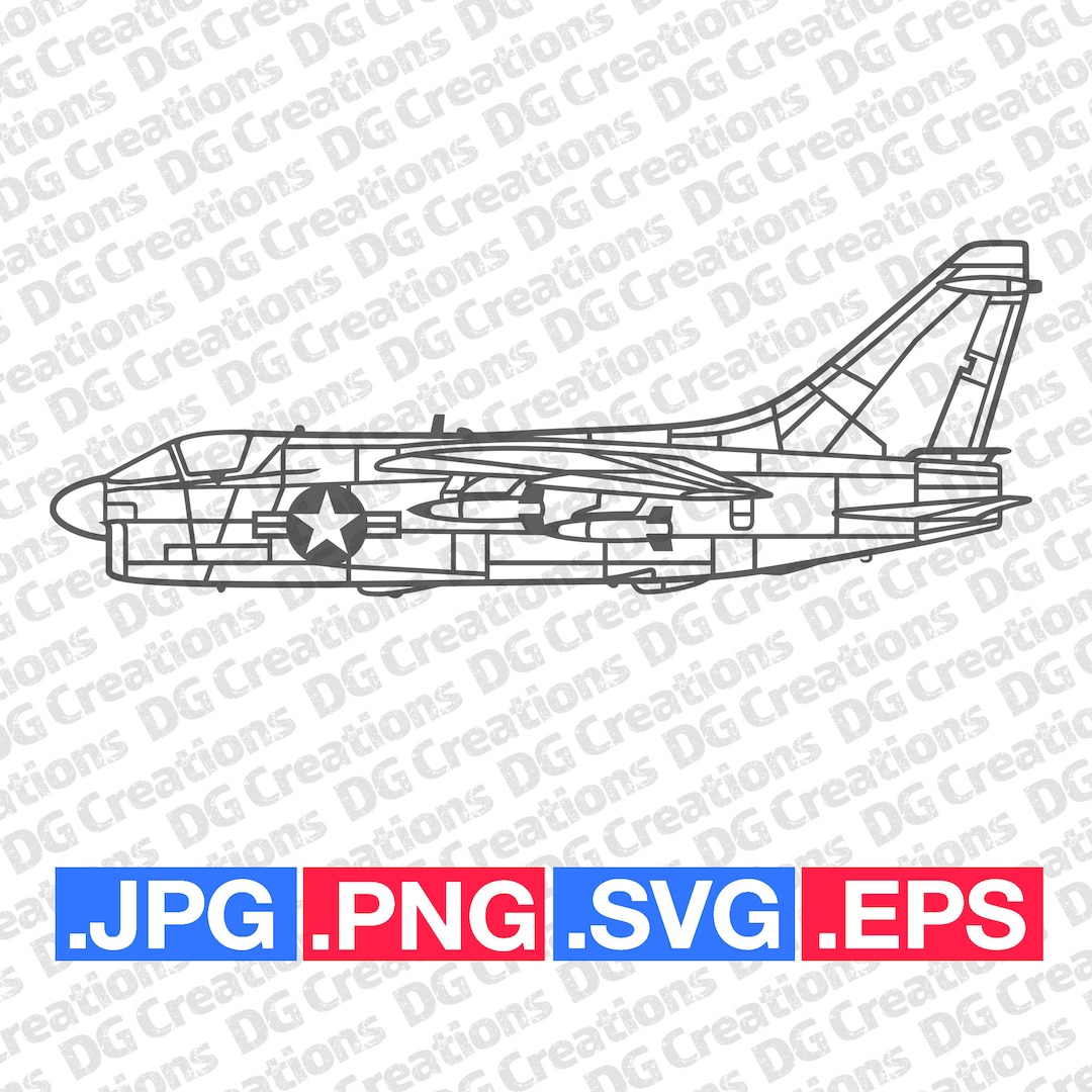 A-7 Corsair II Fighter Jet War Plane Modern Airplane Side SVG Clip Art ...
