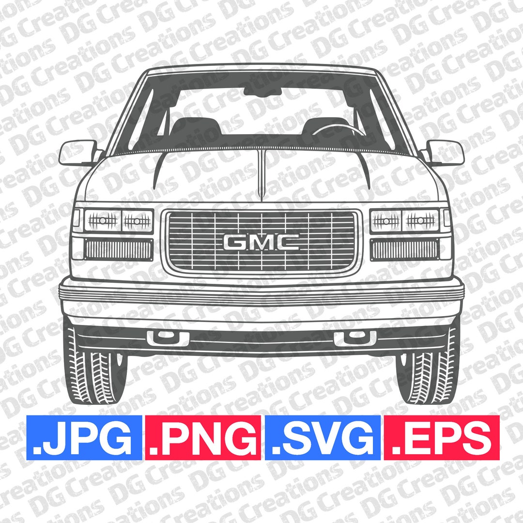 GMC Sierra Pick up Truck 1998 Front Car SVG Clip Art Graphic Art ...