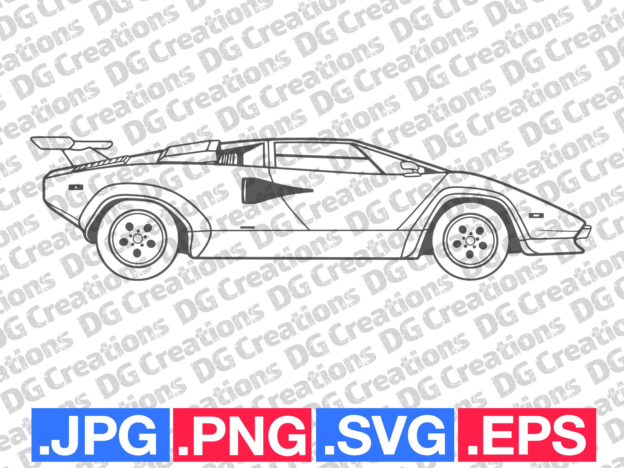 Lamborghini Countach Sportscar Full Car SVG Clip Art Graphic - Etsy