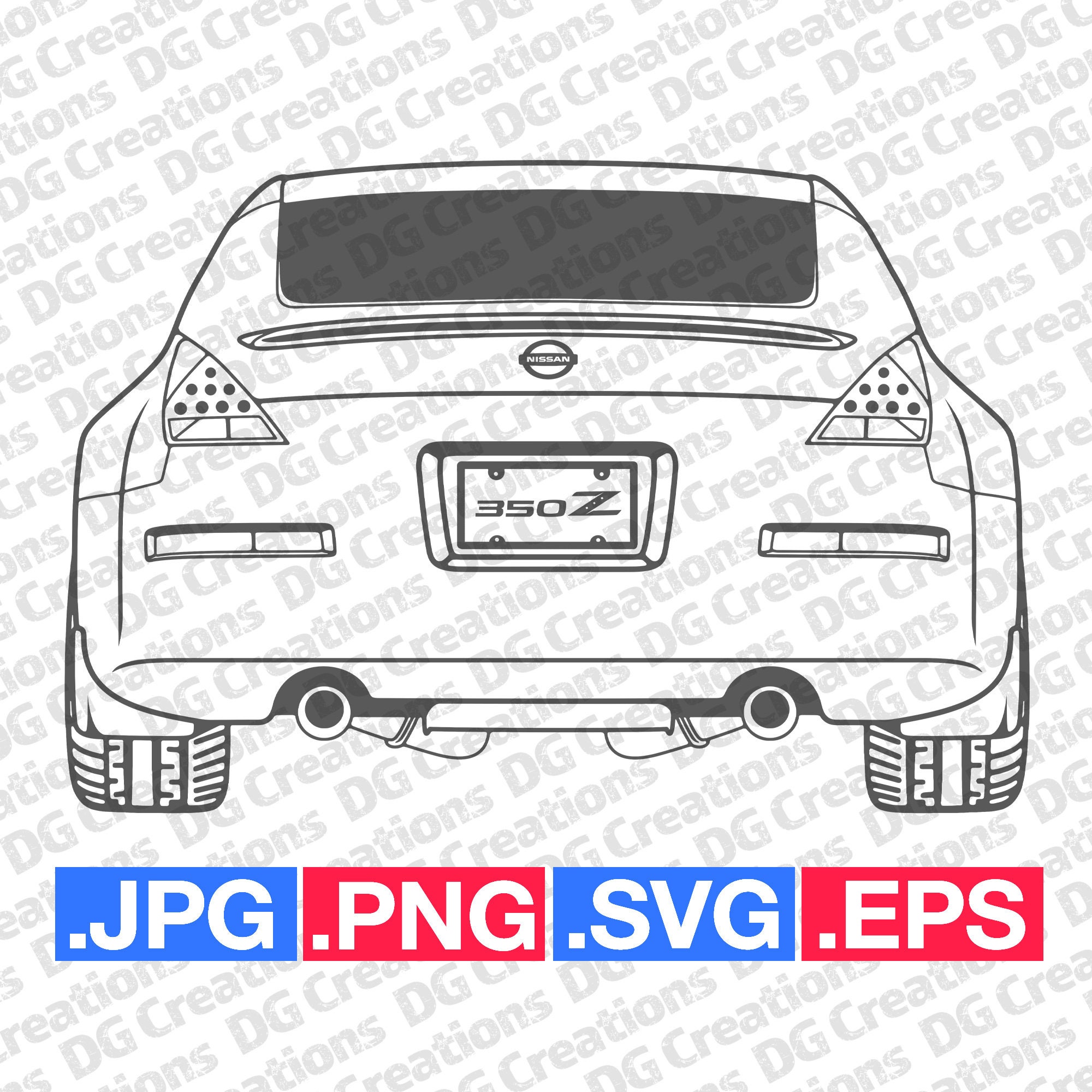 Nissan 350Z Rear Sportscar Car SVG Clip Art Graphic Art Instant ...