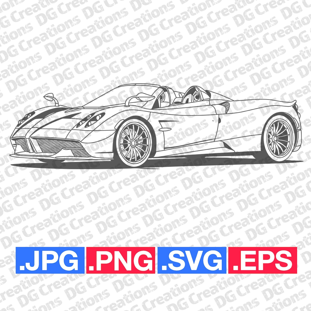 Pagani Huayra Supercar Sportscar SVG Clip Art Graphic Art Instant ...