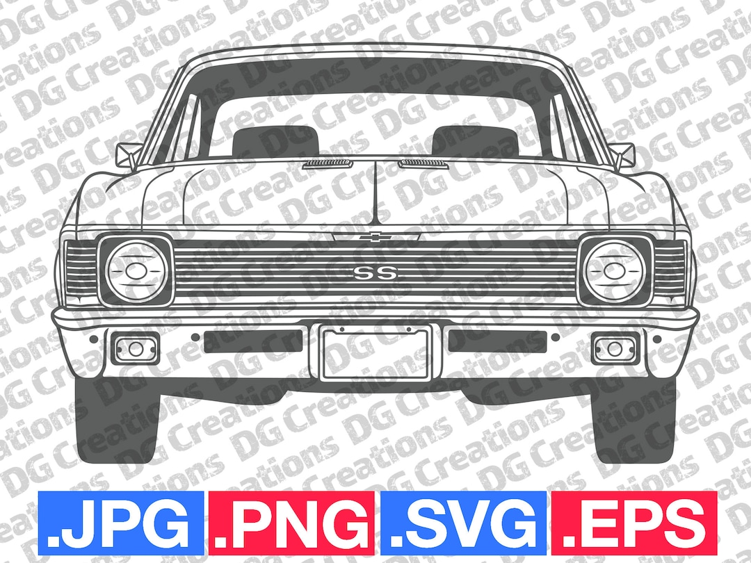 Chevrolet Nova SS 1972 Front Silhouette Car SVG Clip Art - Etsy