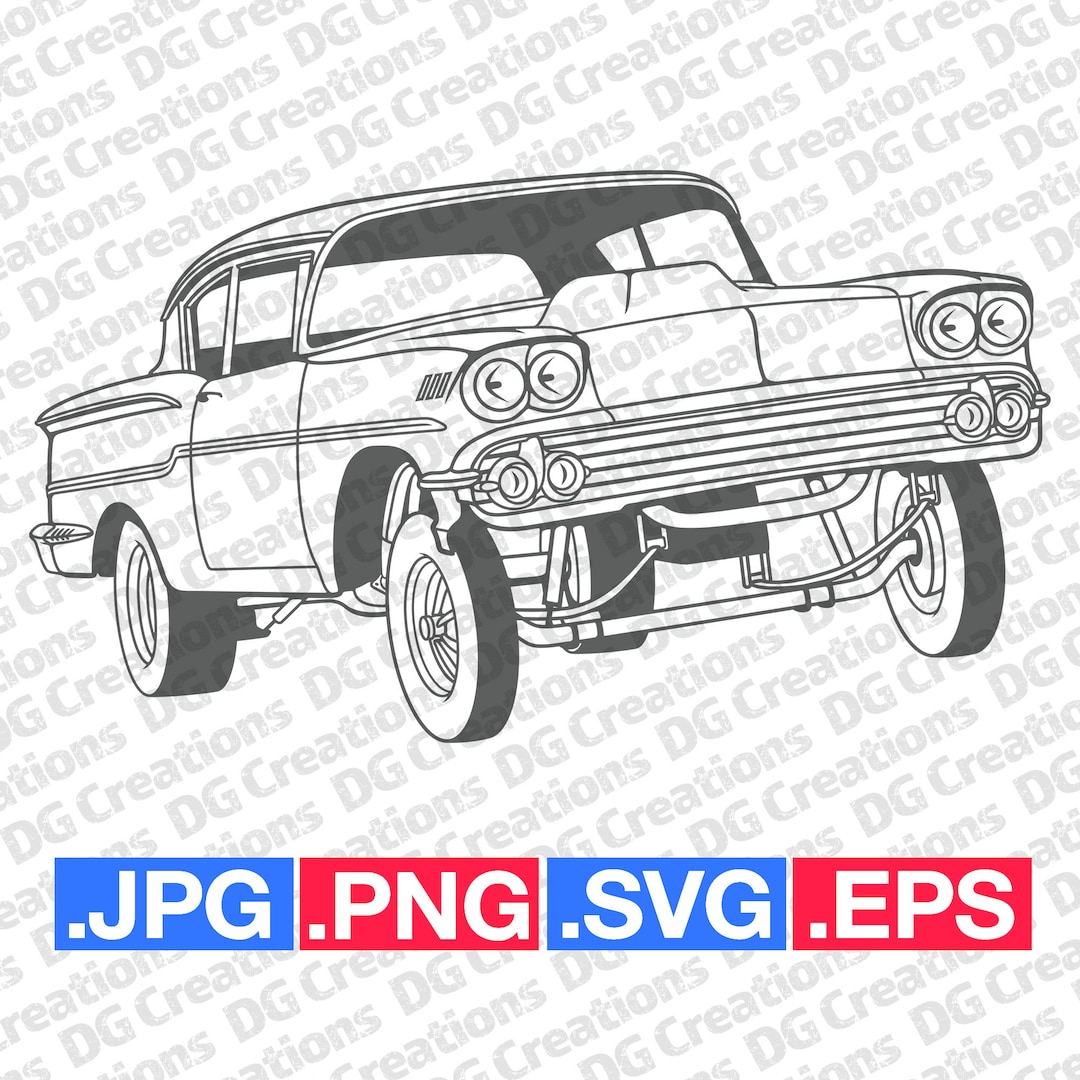 Chevrolet 1958 Gasser Drag Car Classic Car SVG Clip Art Graphic Art ...