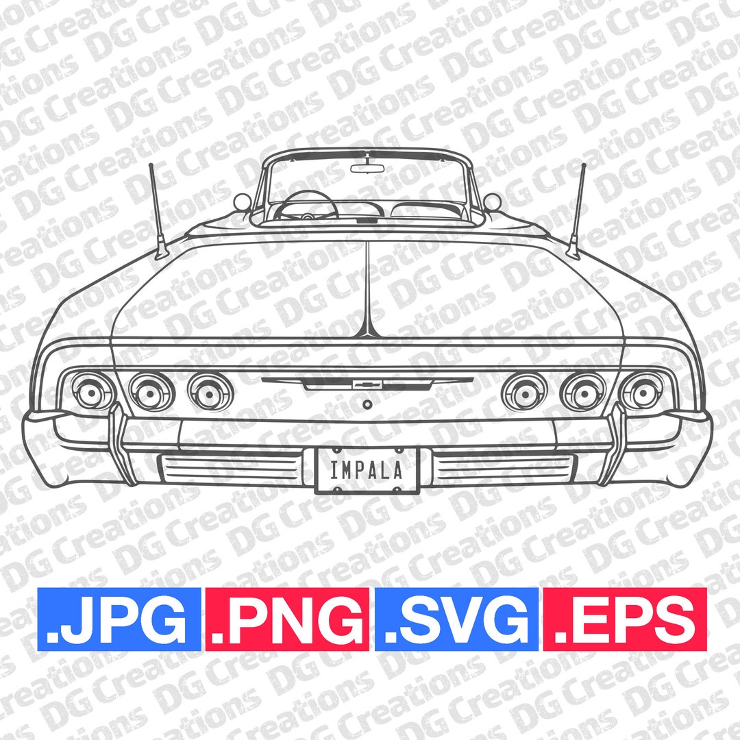 Chevrolet Impala Convertible 1964 Rear Car SVG Clip Art Graphic Art ...