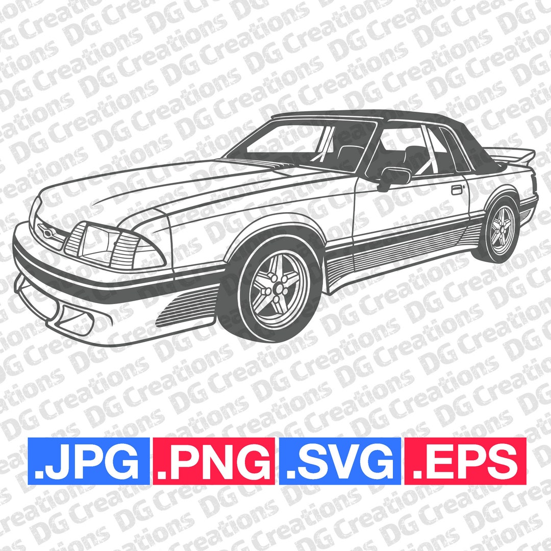 Ford Mustang Saleen Foxbody 1992 Car SVG Clip Art Graphic Art Instant ...